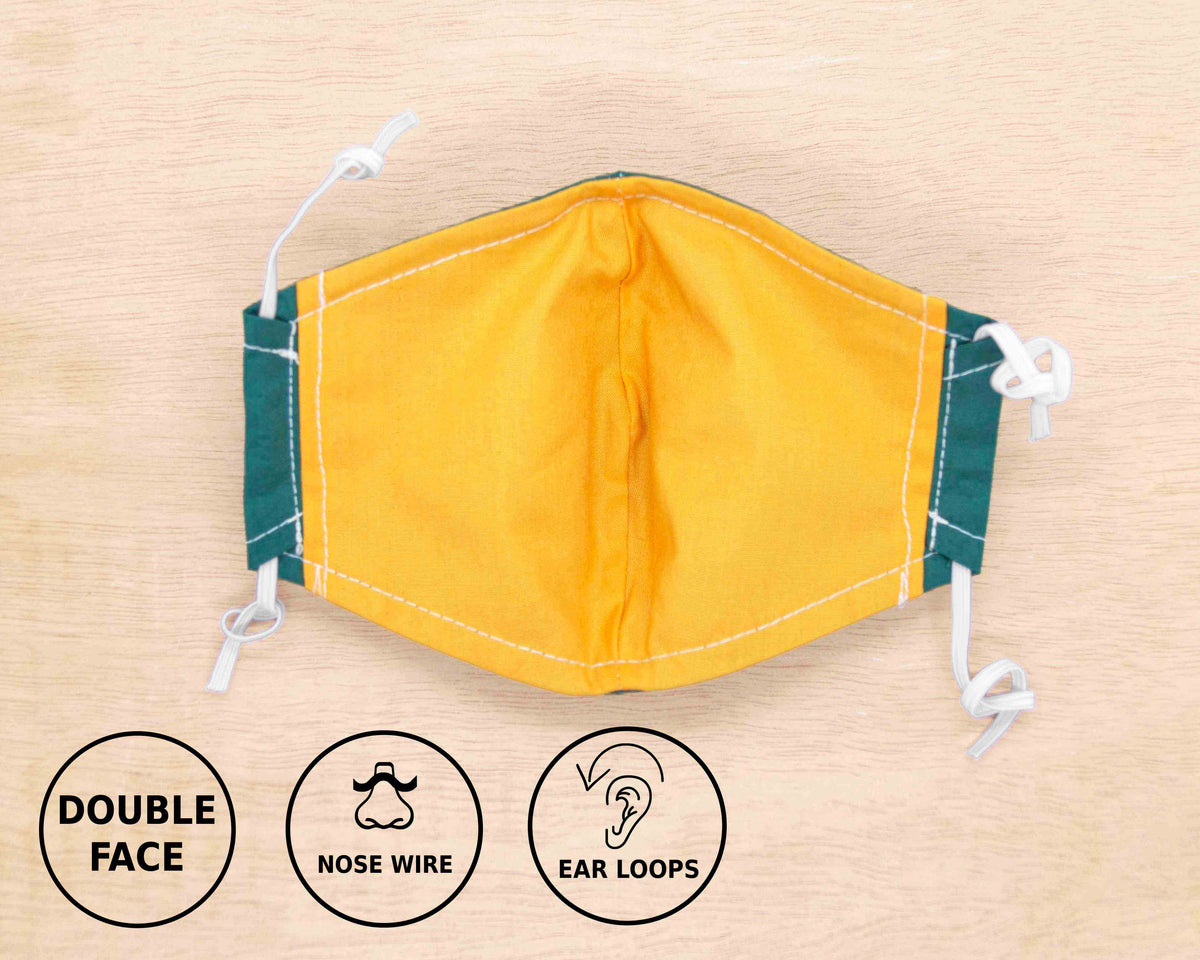 Orange And Green Reusable Face Mask With Filter Pocket – Monsieur Mask